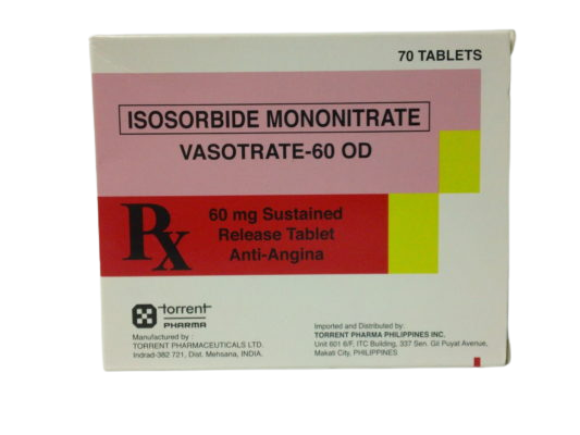 VASOTRATE-60 OD Isosorbide Mononitrate 60mg Sustained Release Tablet 1's price in the ...